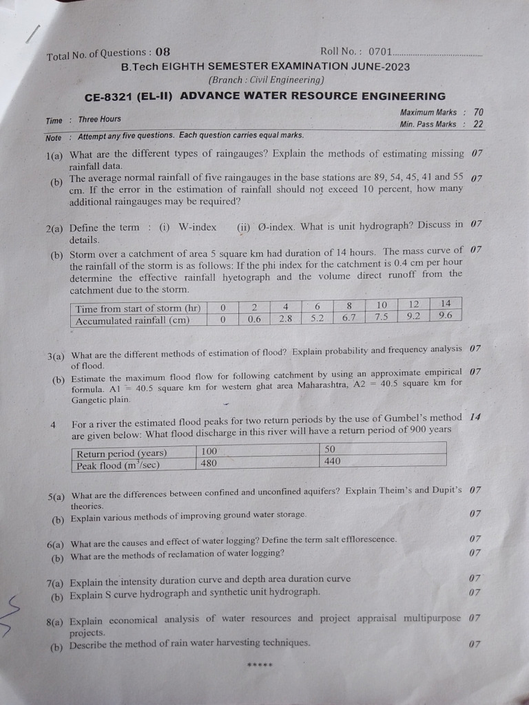7th & 8th Sem Previous Year Question Paper | PDF | Landfill | Crane ...