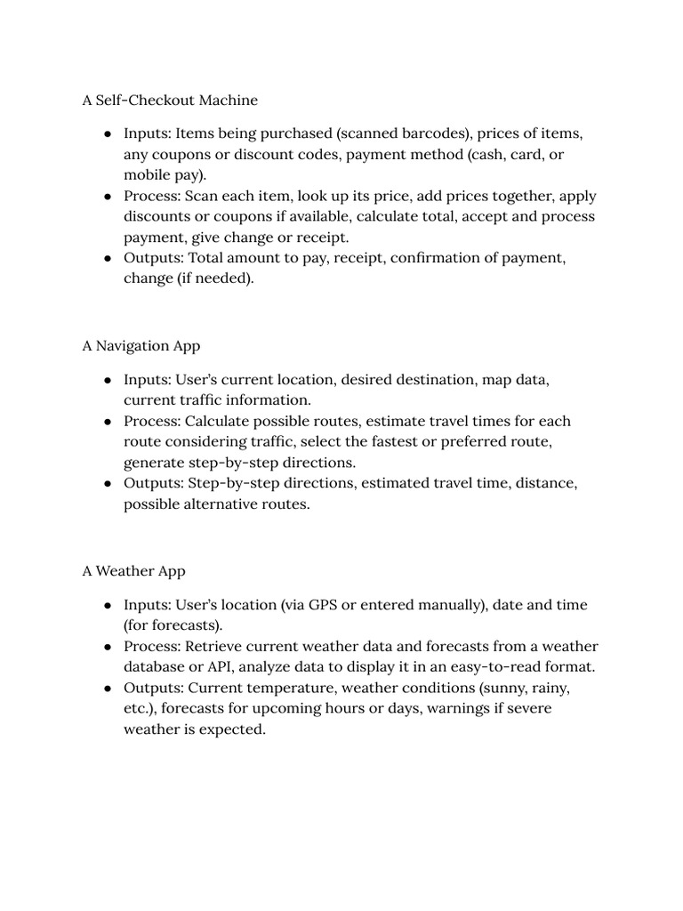 Overview of Self-Checkout, Navigation, and Weather Apps | PDF
