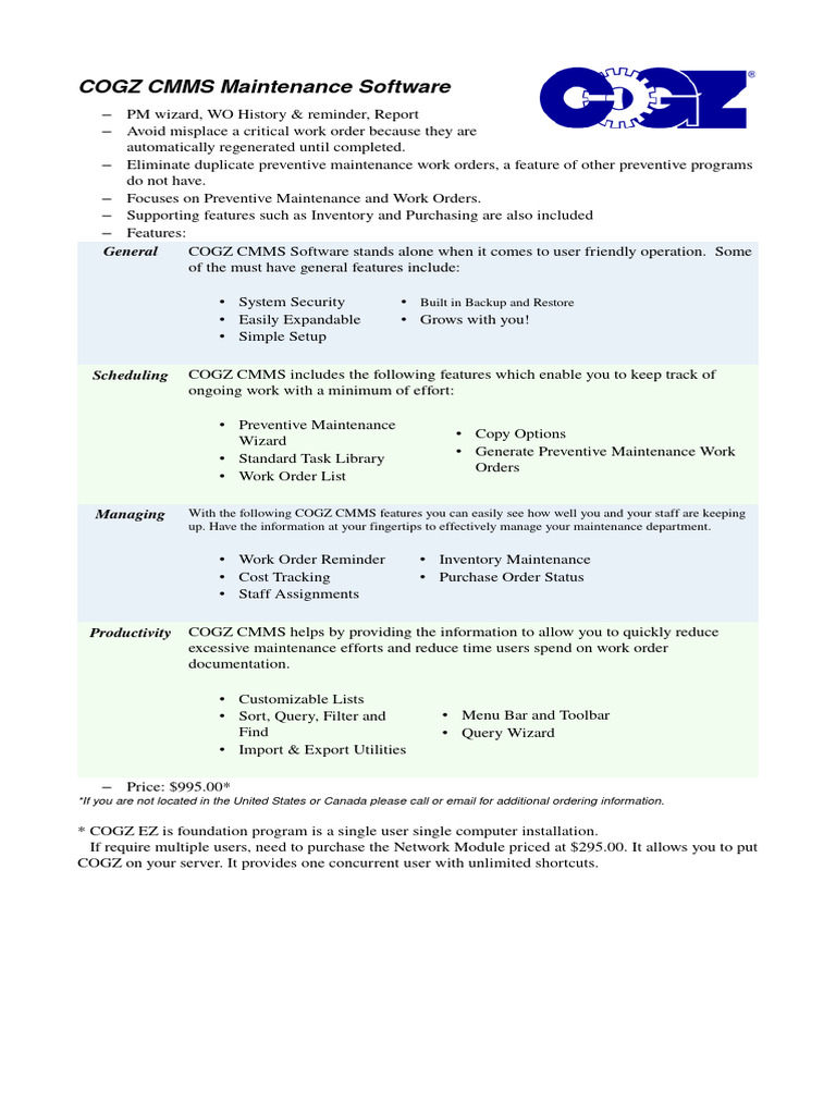 CMMS Comparison | PDF | Software | Information Technology
