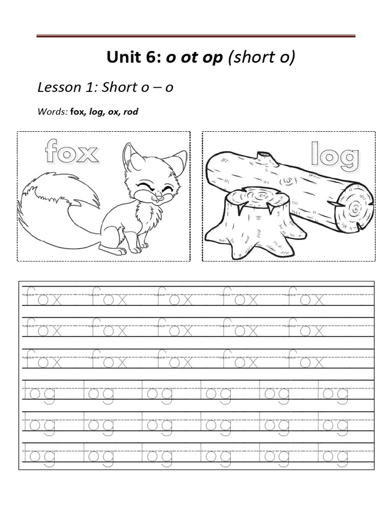 6 Unit 6 Short O - o Ot Op | PDF | Phonics | Learning To Read