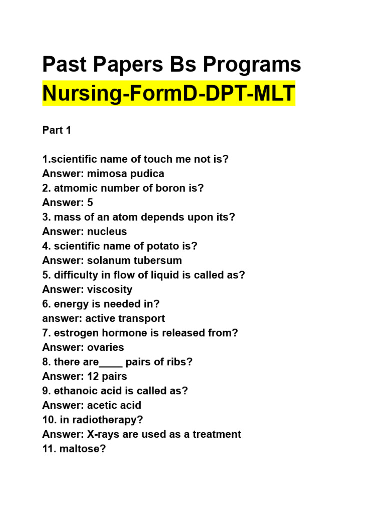 Past Papers Bs Programs Part 1 | PDF