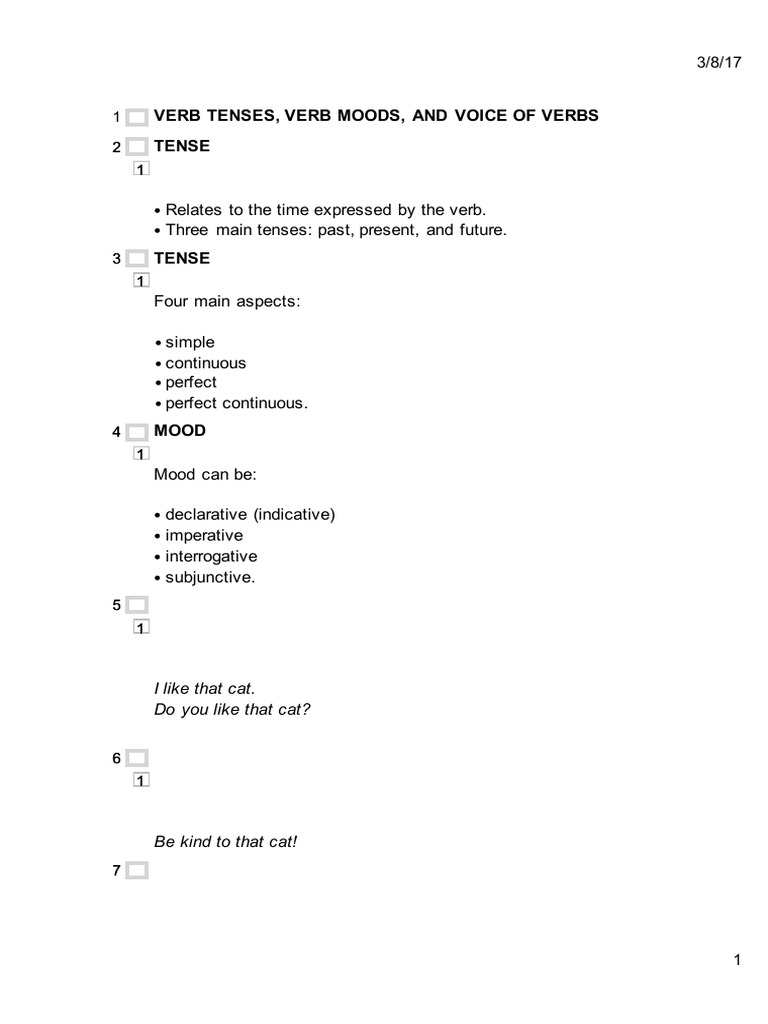 Understanding Verb Tenses and Moods | PDF | Verb | Grammatical Tense
