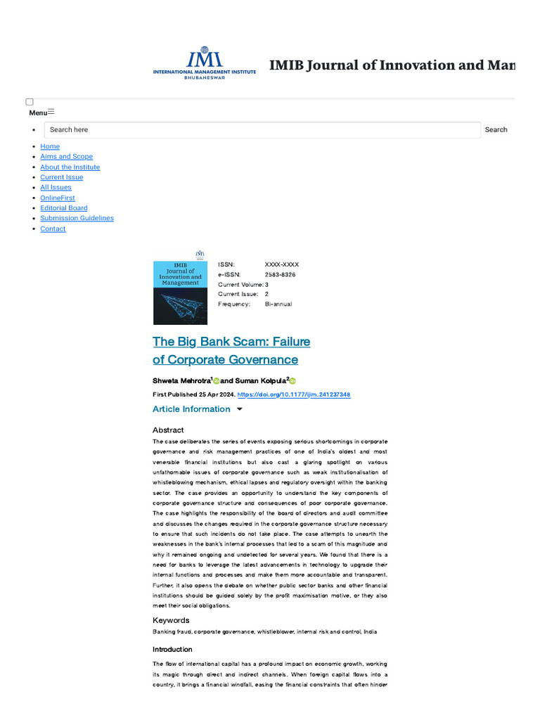 IMIB Journal of Innovation and Management | PDF | Corporate Social ...
