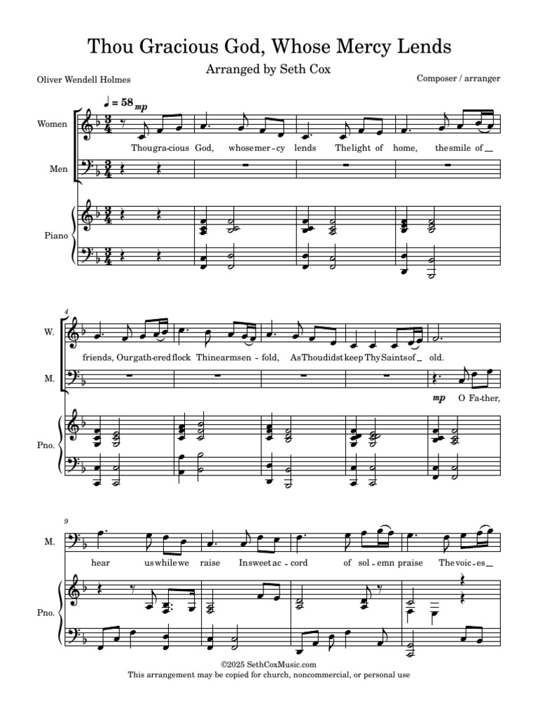 Thou Gracious God Whose Mercy Lends | PDF