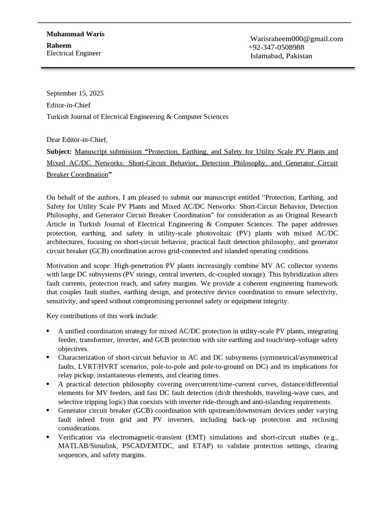 Cover Letter UN | PDF | Photovoltaic System | Electrical Engineering