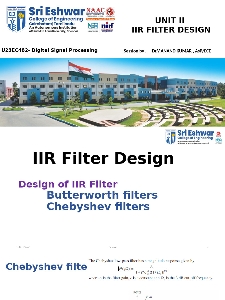IIR Filter Design: Chebyshev & Butterworth | PDF