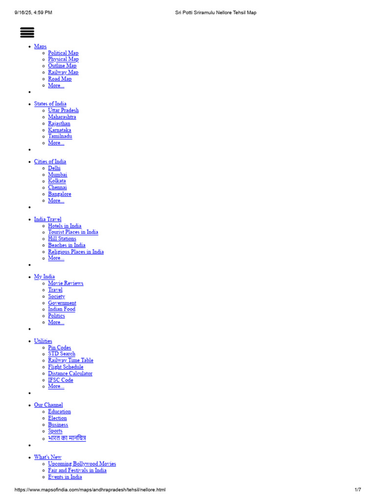 Sri Potti Sriramulu Nellore Tehsil Map | PDF | Economy Of India
