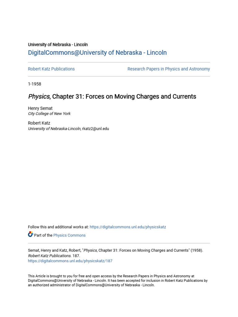 Forces On Moving Charges | PDF | Magnetic Field | Force