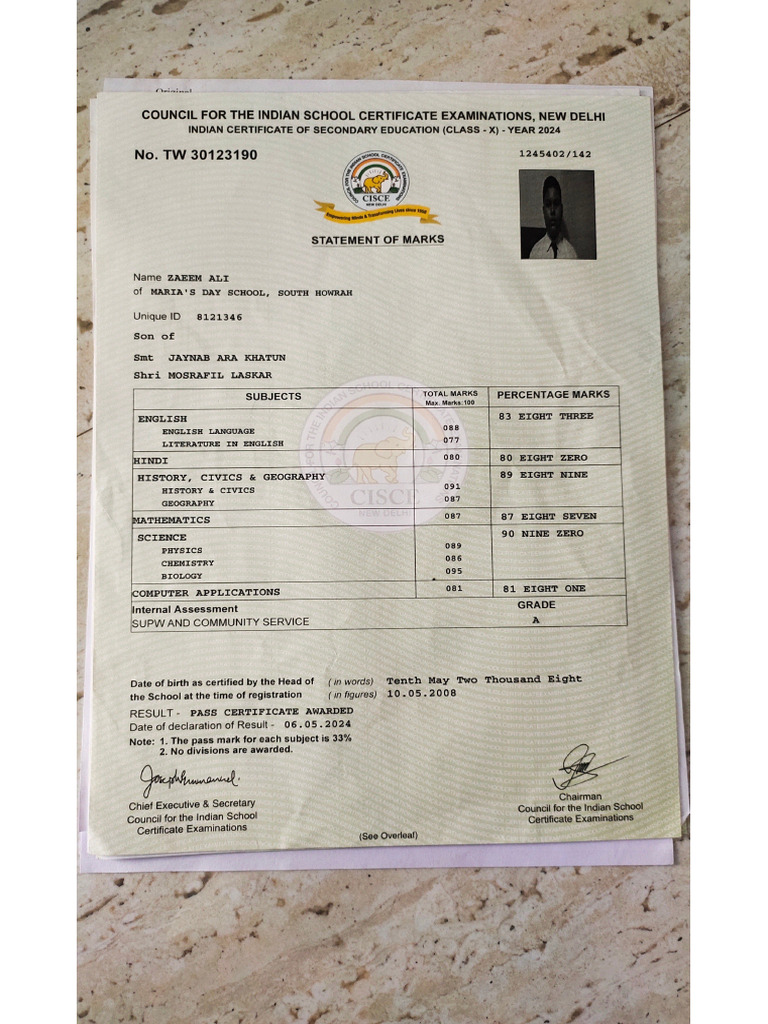 10th Class Documents Zaeem | PDF