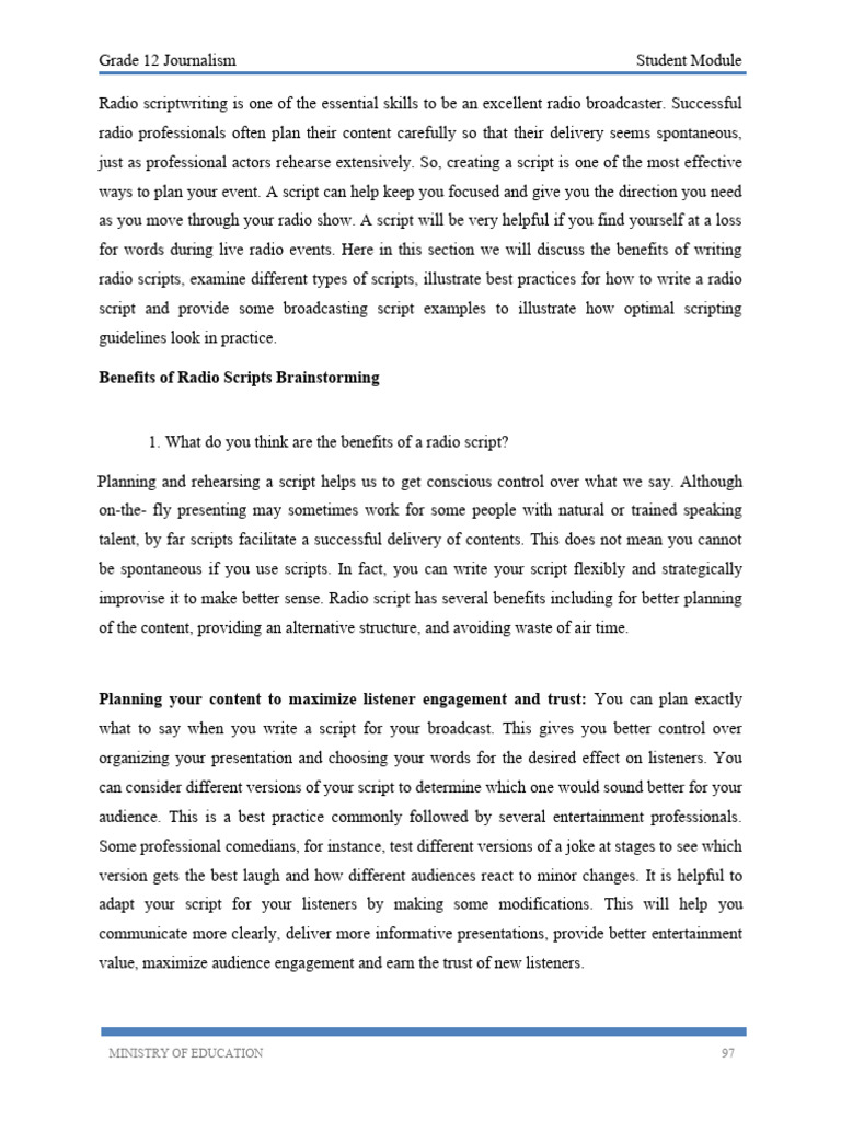 Grade 12 Journalism Student Module - 25 Jun 2025-109-109 | PDF | Radio ...