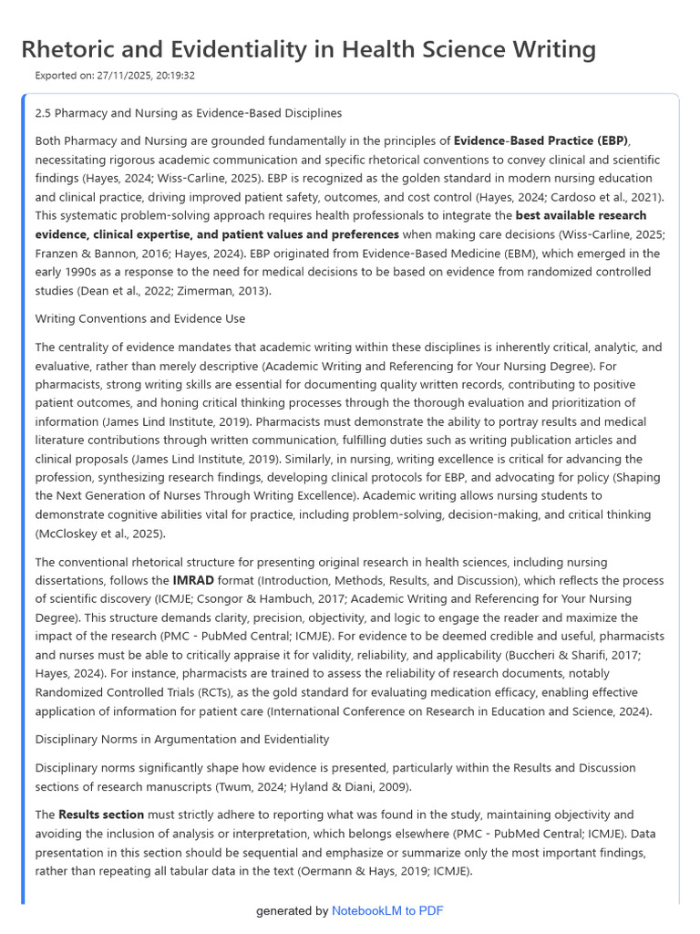Rhetoric and Evidentiality in Health Science Writing | PDF | Evidence ...