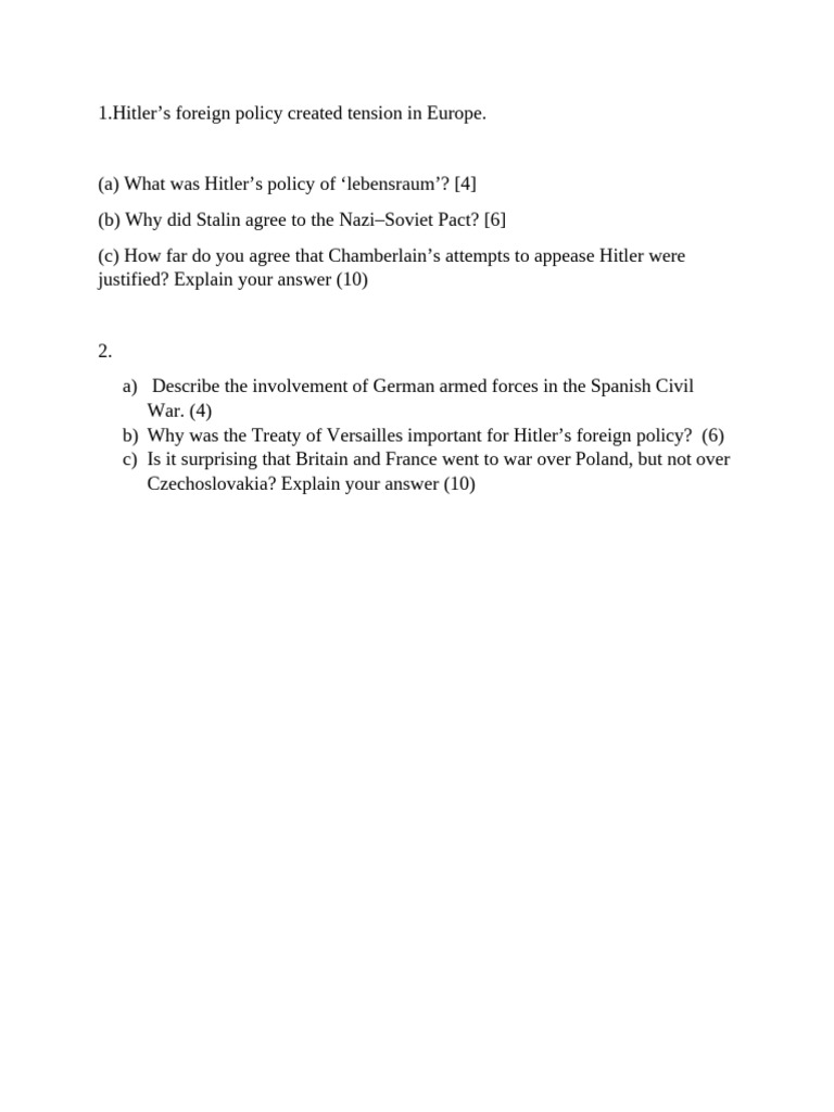 Hitler's Foreign Policy and European Tensions | PDF