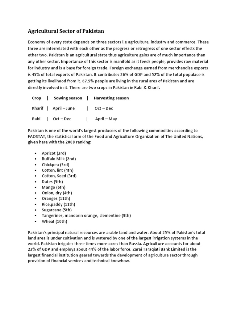 Agricultural Sector Of Pakistan Ab Pdf Cotton Monsanto