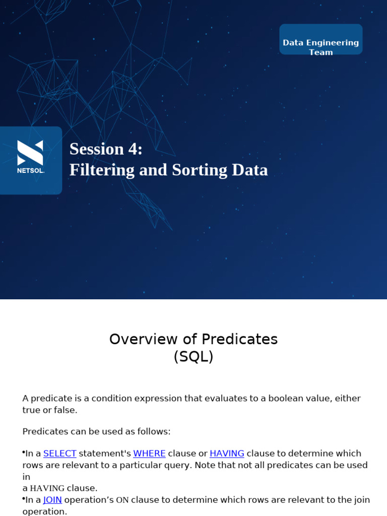 Session4 - Filtering and Sorting Data | PDF | Data Management Software | Data Management