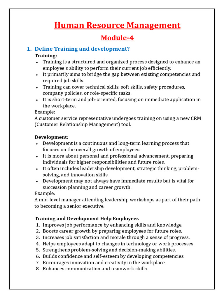 Training and Development in HR Management | PDF | Mentorship | Leadership