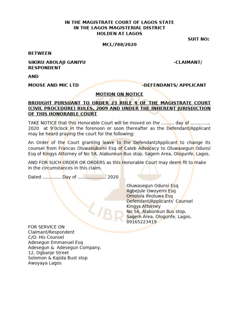 Motion For Change of Counsel Magistrate Court | PDF | Government ...