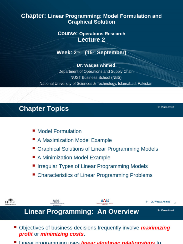 Lec 2 Linear Programming Model Formulation and Graphical Solution | PDF | Linear Programming ...