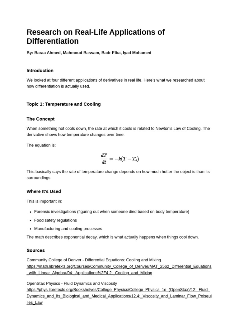 Derivatives Research Paper | PDF | Hemodynamics | Derivative