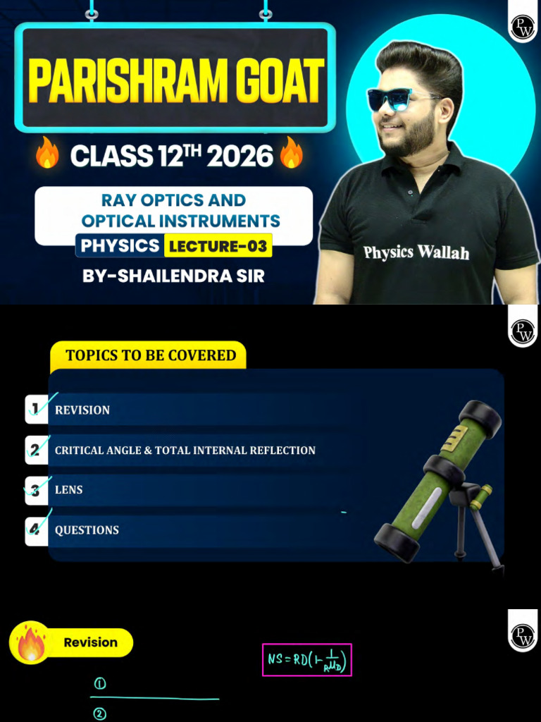 Ray Optics and Optical Instruments 03 Class Notes | PDF