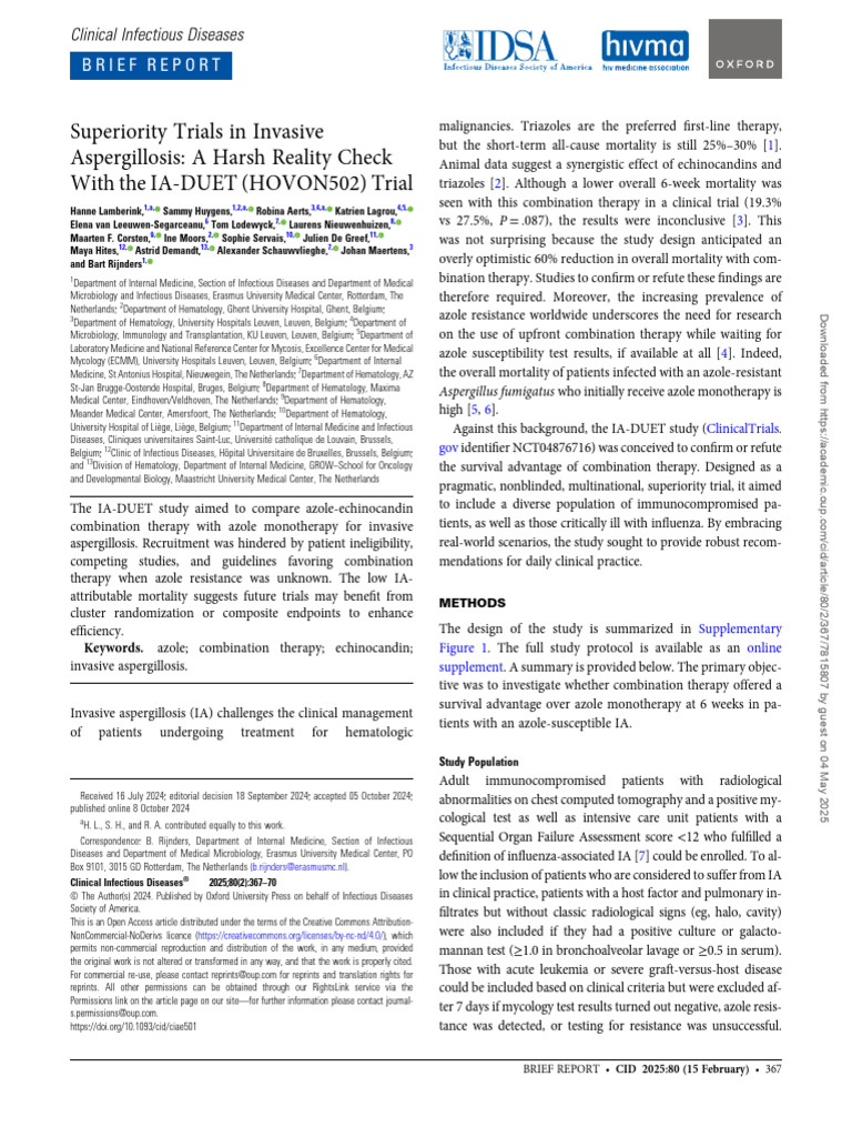 Superiority Trials in Invasive Aspergillosis - A Harsh Reality Check ...