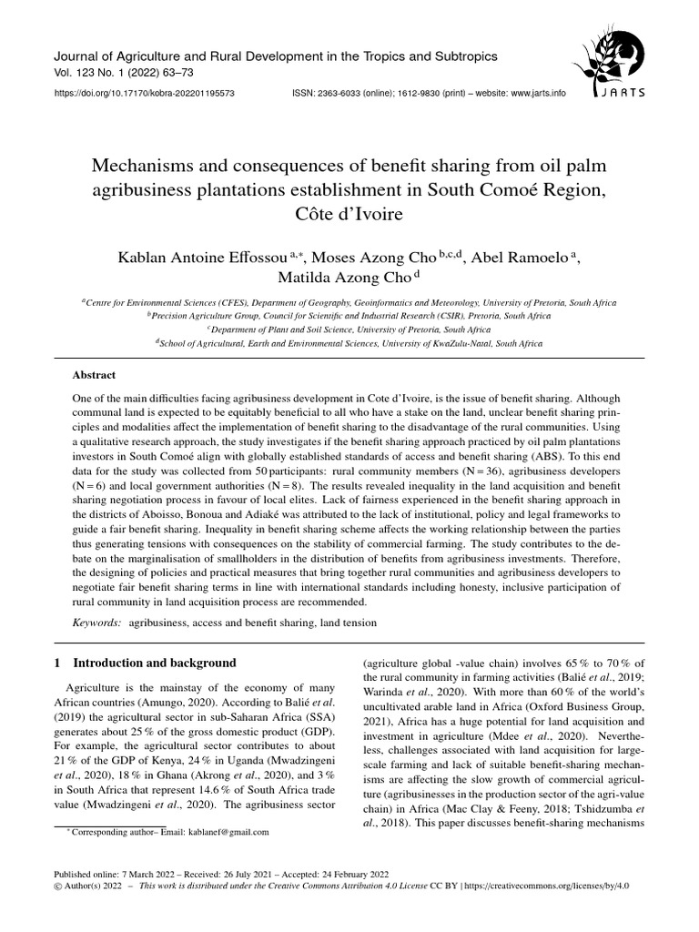 Benefit Sharing Oil Palm | PDF | Agriculture | Smallholding
