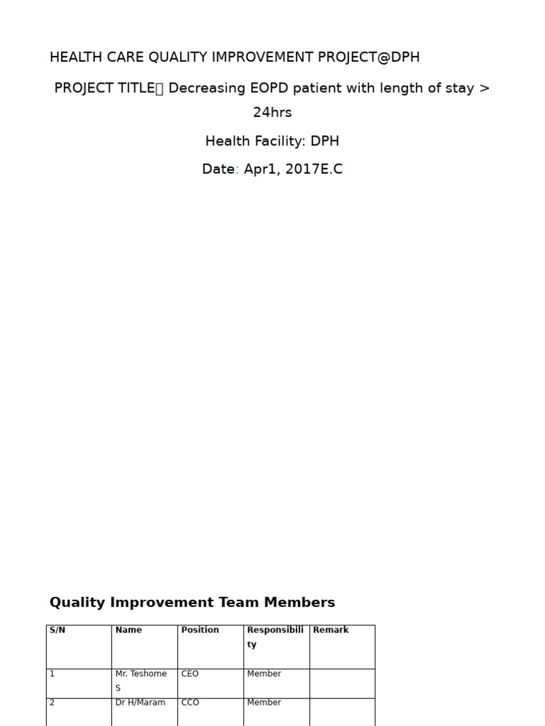 Qi Project(Eopd) | PDF | Health Care | Medicine