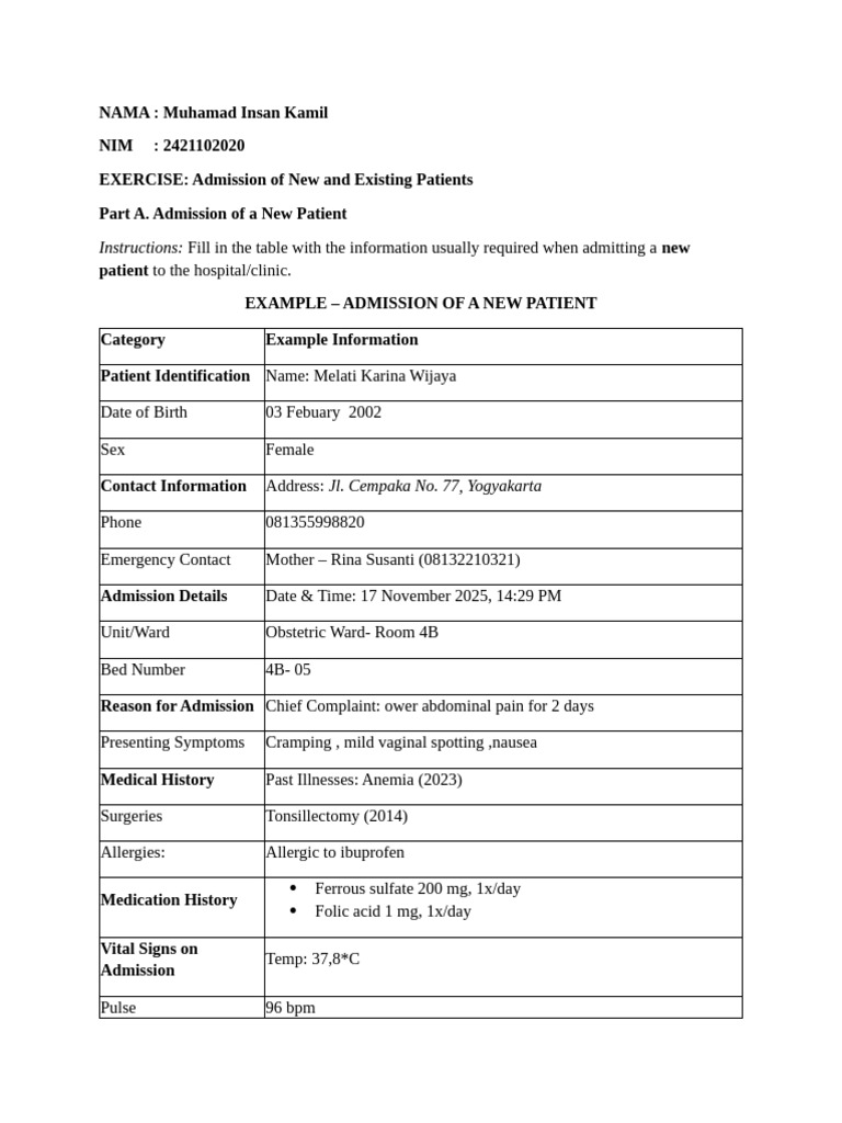 New Patient Admission Form Template | PDF