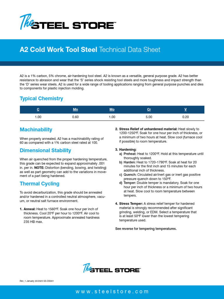 A2 Cold Work Tool Steel Overview | PDF | Steel | Industrial Processes