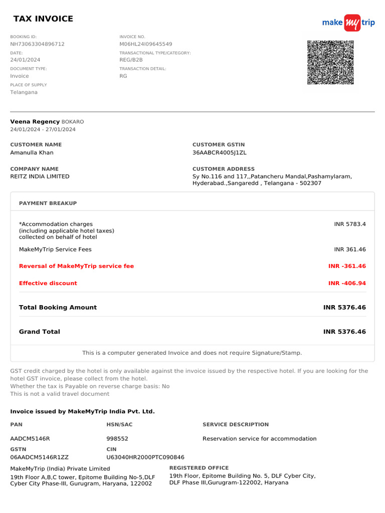 Veena Regency | PDF | Invoice | Taxation