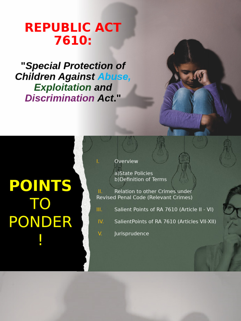 Overview of Republic Act 7610 on Child Protection | PDF | Child Abuse ...