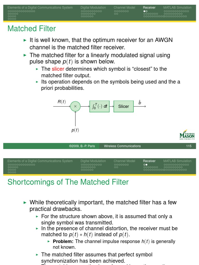 Matched Filter Receiver Print | Download Free PDF | Signal (Electrical ...