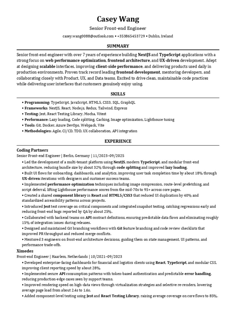 Casey - Wang - Reesume (CEEZER) | PDF | Computing | Software Engineering