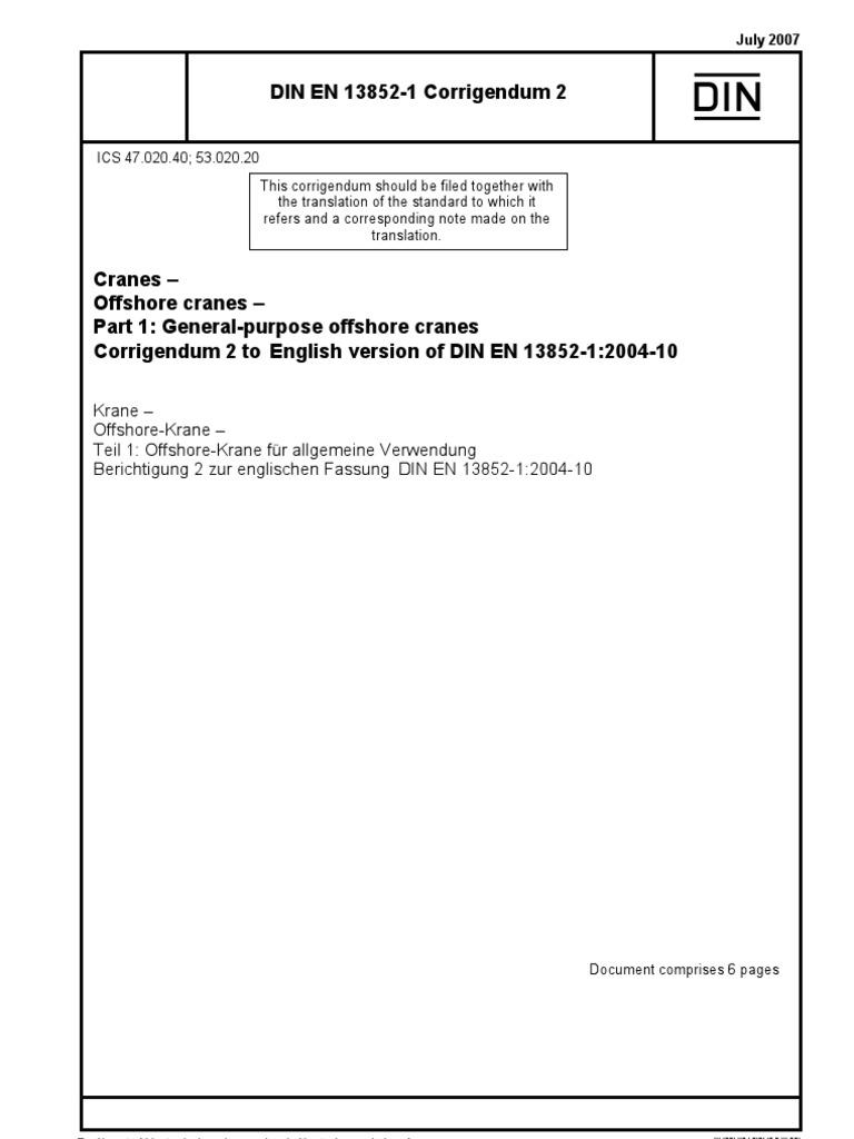 En 13852 Errata | PDF | Crane (Machine) | Rope