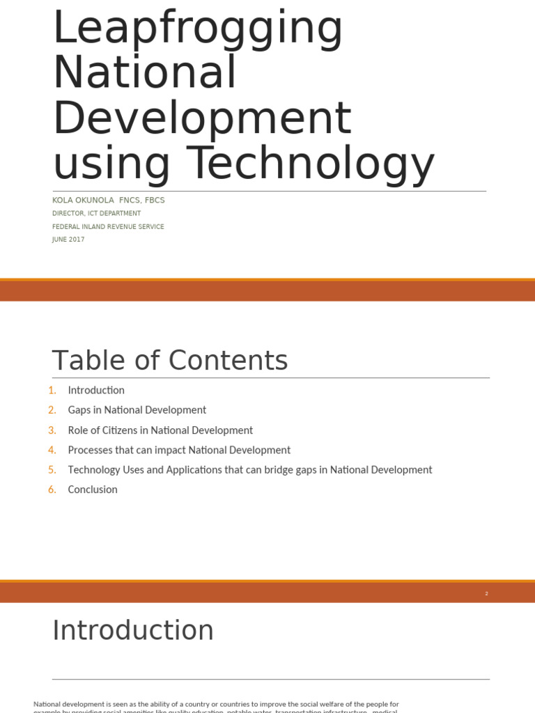 Leapfrogging National Development Using Technology by Kola Okunola ...