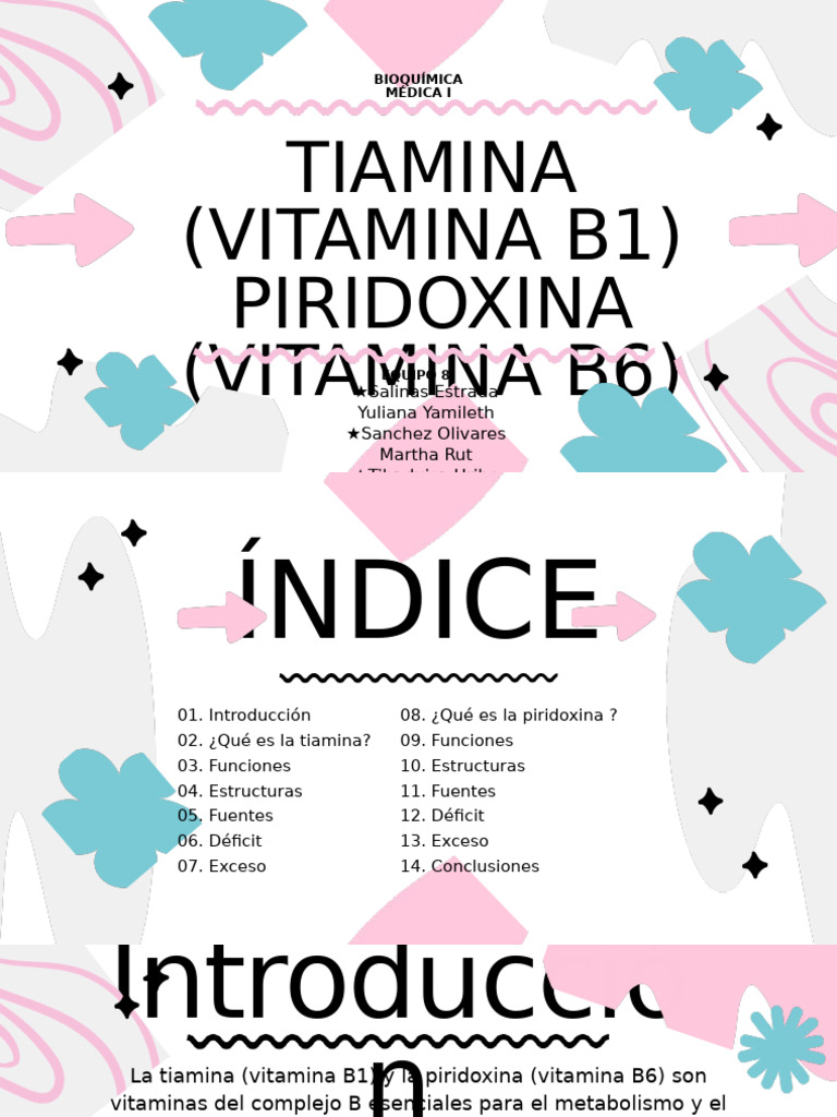 Vitamina B1 y B6 Equipo 8 | PDF | Vitamina