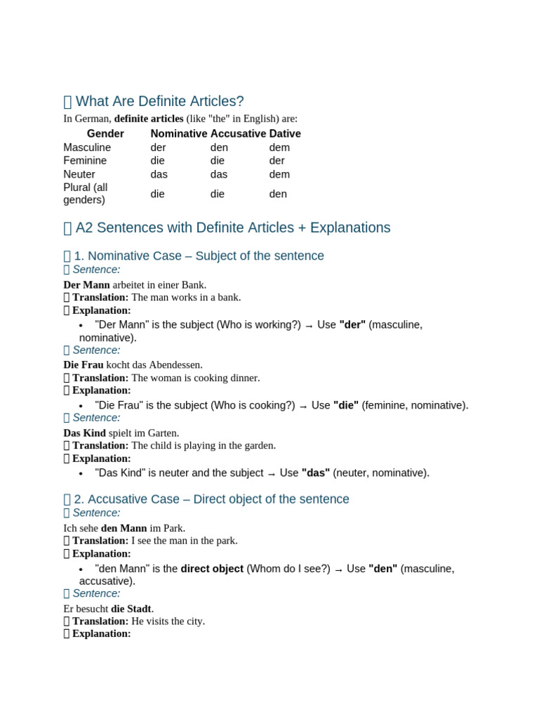 A2 Definite Articles | PDF | Grammatical Gender | Semantics