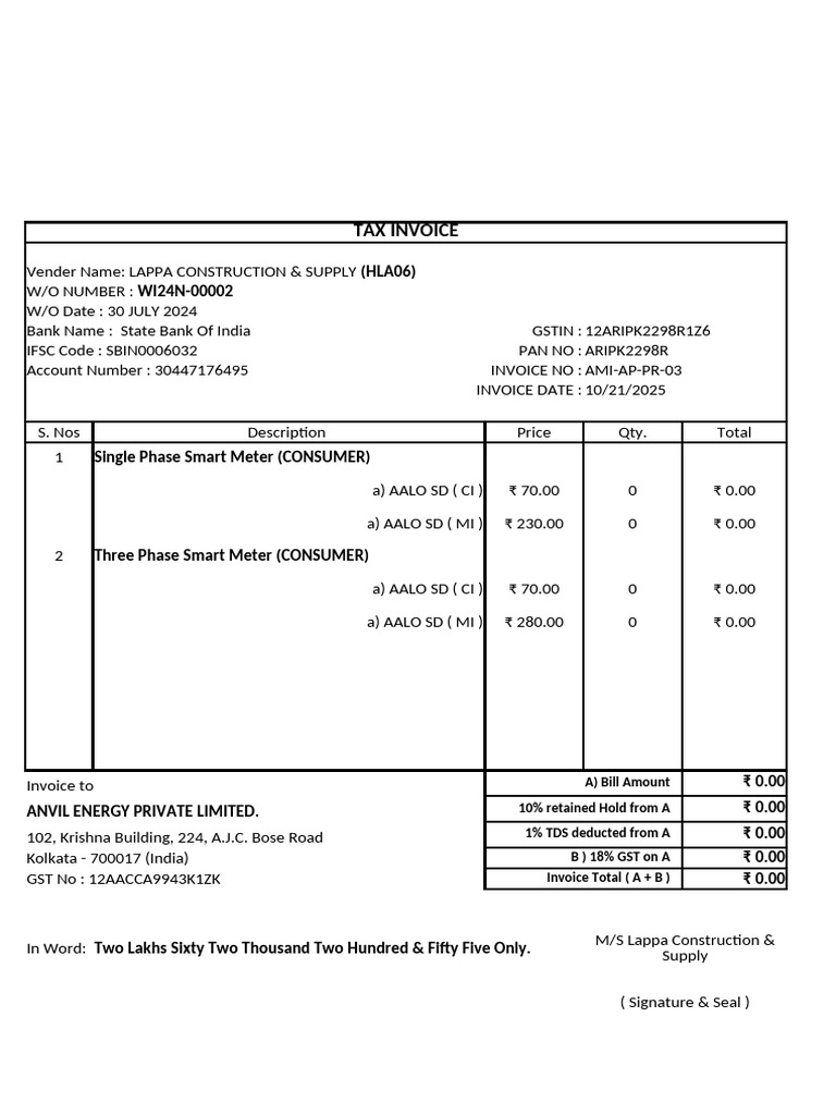 RA-3, Lappa Construction & Supply | PDF | Invoice | Power (Physics)