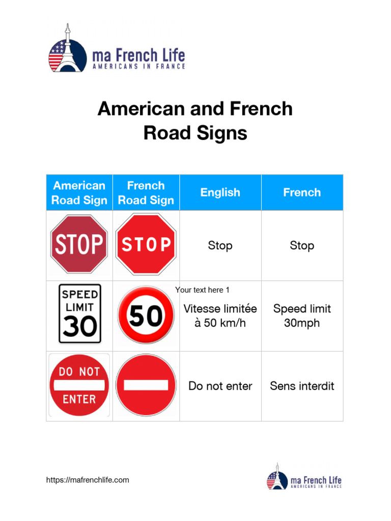 American and French Road Signs | PDF | Sécurité des transports ...