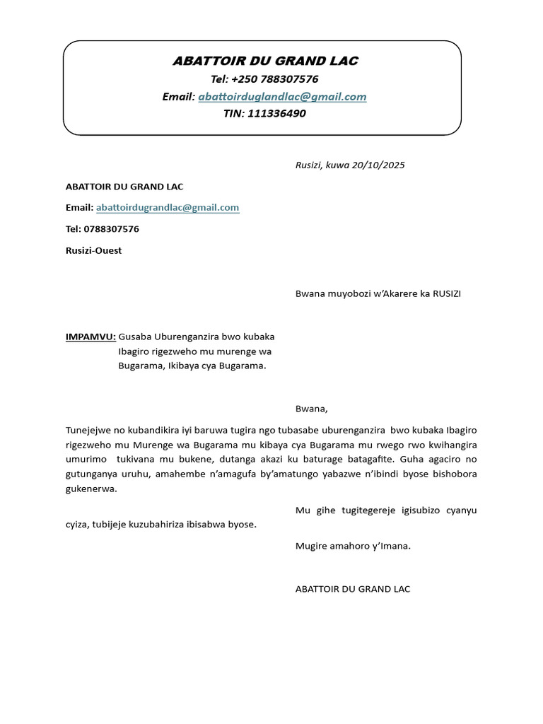 Gusaba Kubaka Ibagiro | PDF