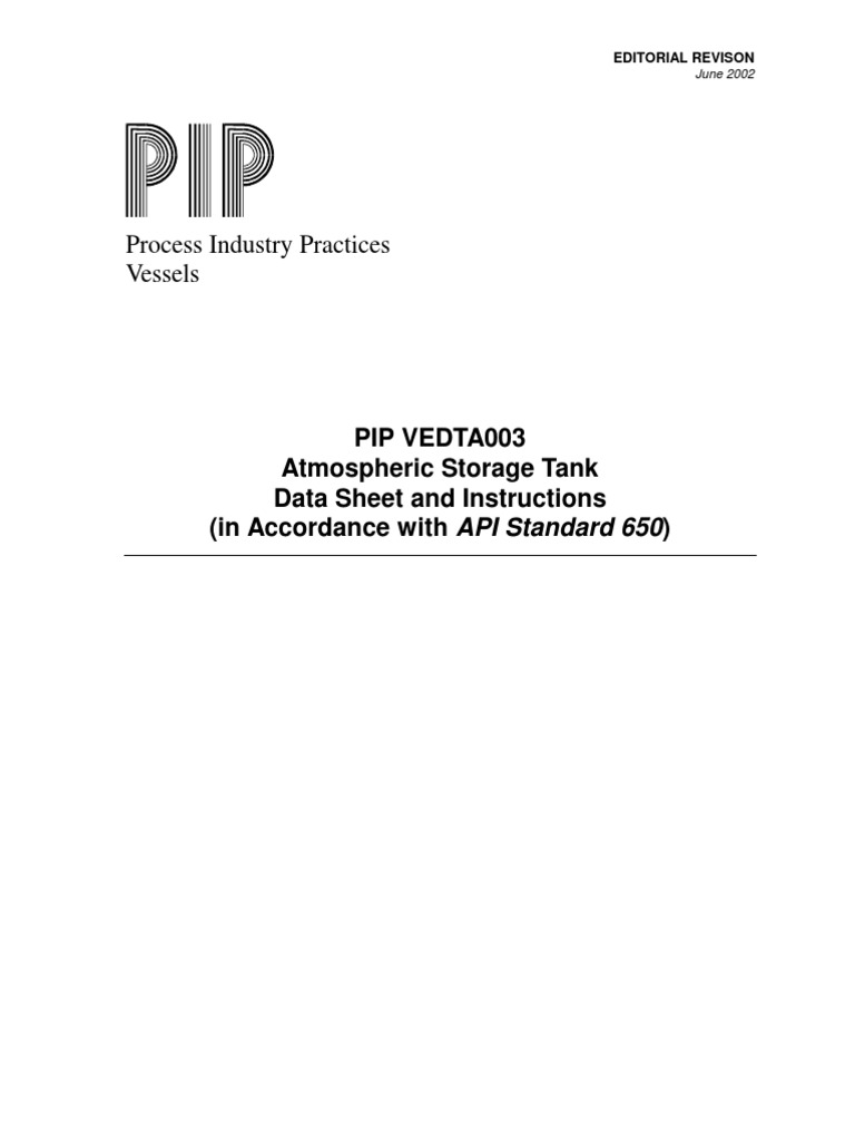 Atmospheric Storage Tank Data Sheet & Instructions (In Accor | PDF ...