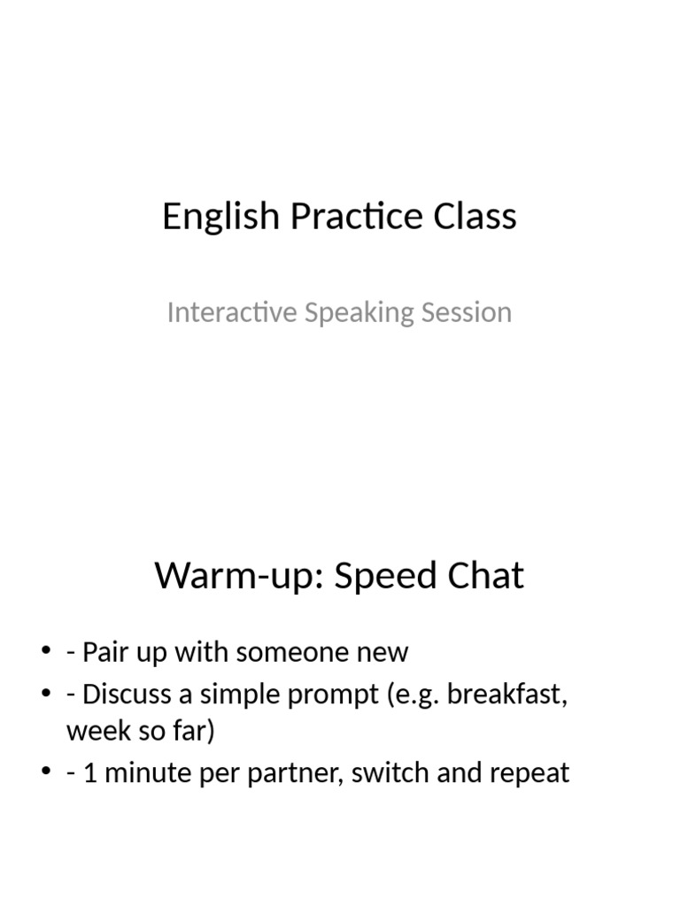 Interactive English Speaking Practice | PDF