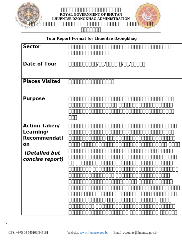 Tour Report Format | PDF