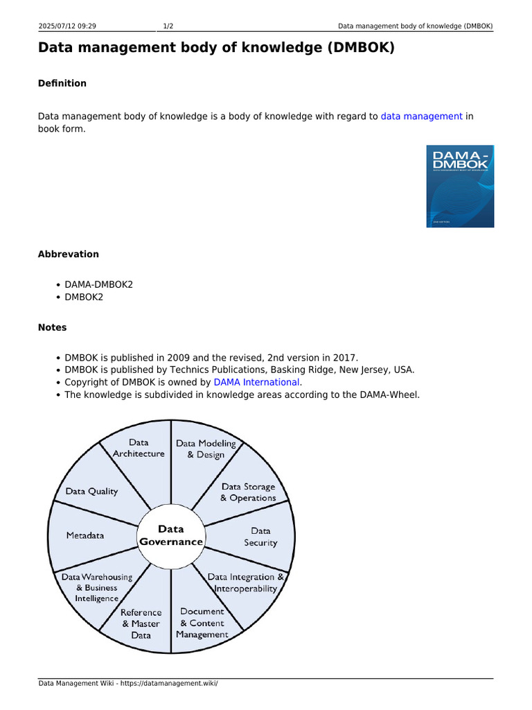 Overview of DMBOK for Data Management | PDF