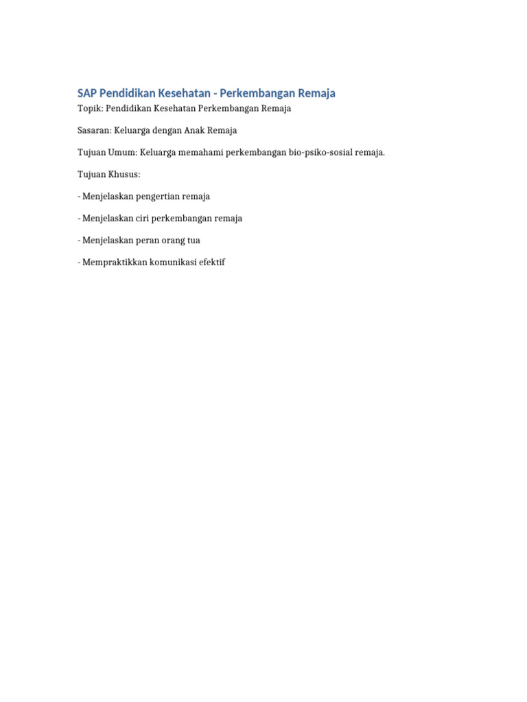 SAP Promkes Remaja | PDF