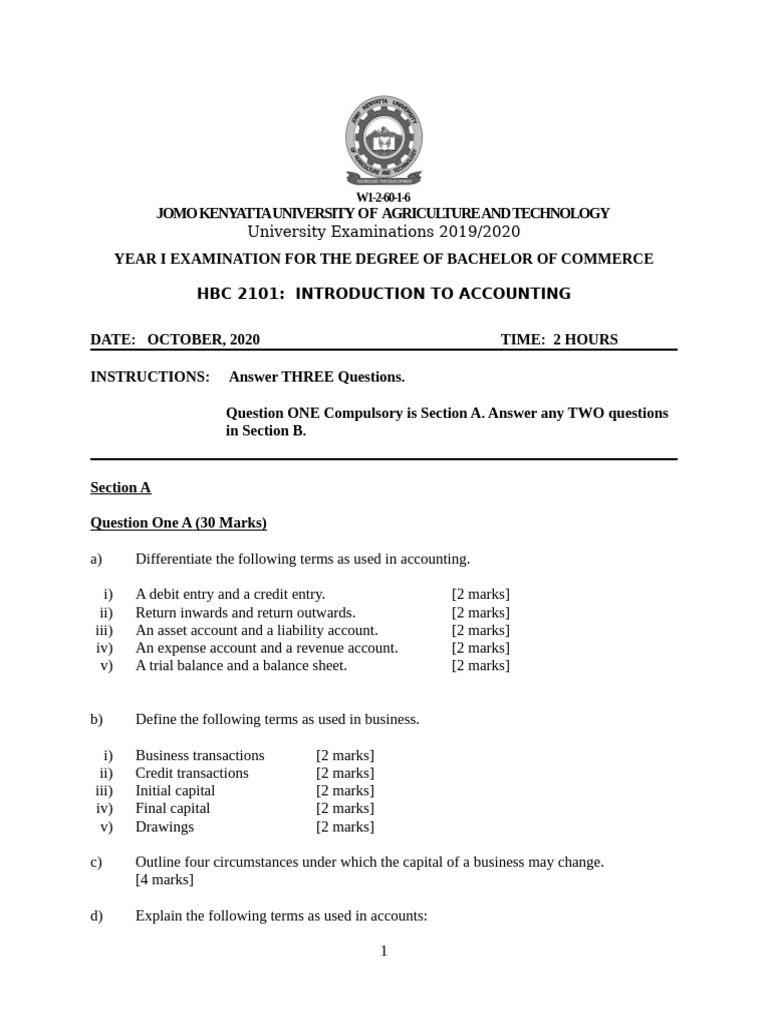 Introduction to Accounting Exam 2020 | PDF | Debits And Credits | Cheque