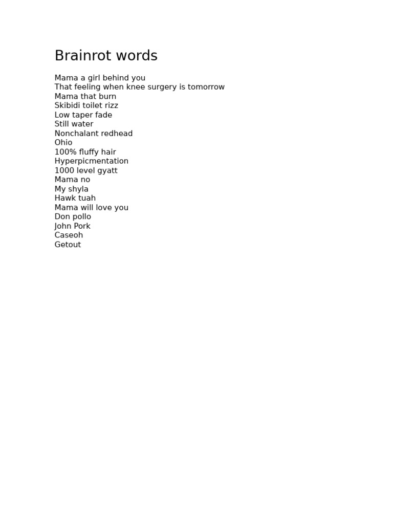 Brainrot Words | PDF