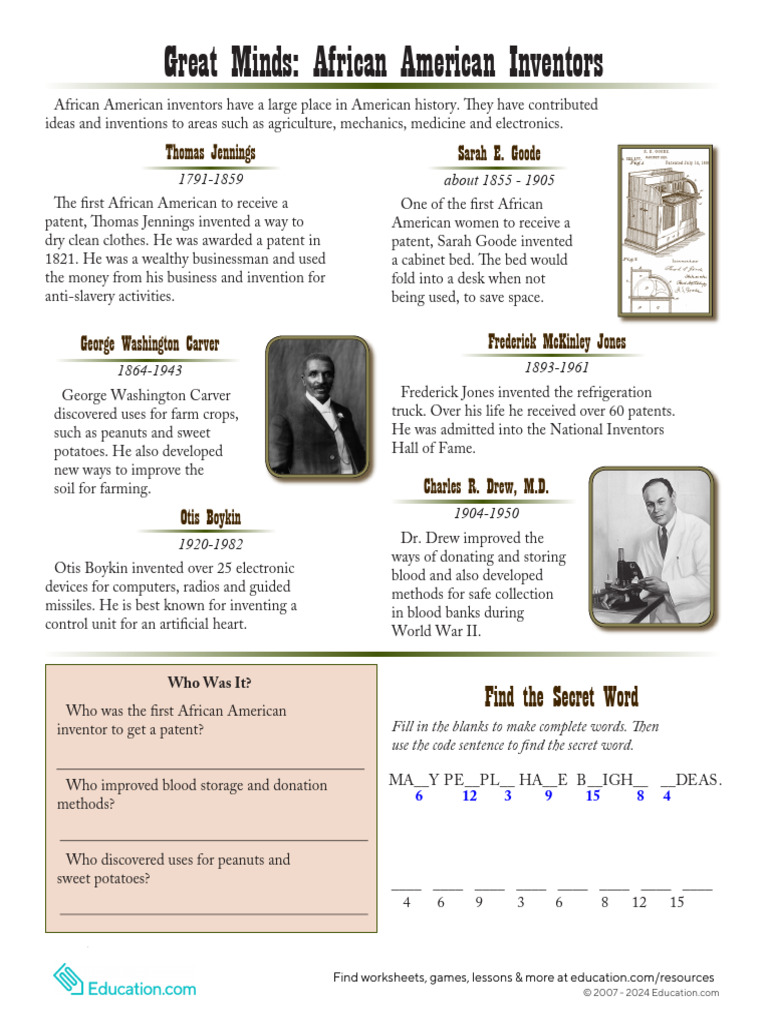 African American Inventors Overview | PDF | Invention
