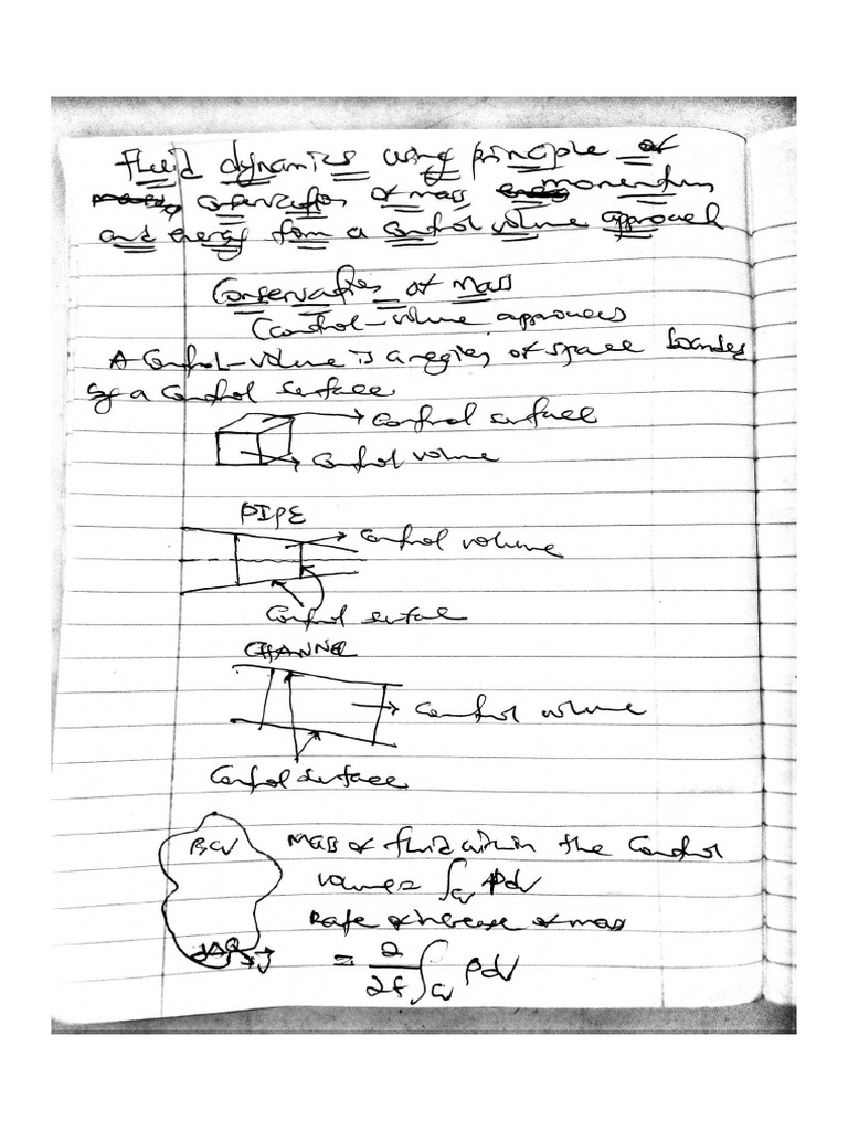 Fluid Dynamics Using Principle of Mass, Momentum and Conservation of ...