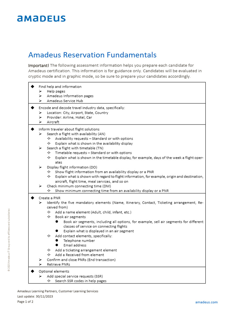 Amadeus Reservation Fundamentals Guide | PDF | Transport | Airlines