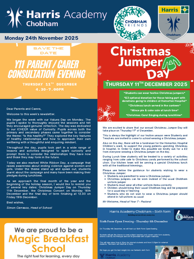 Chobham Academy Christmas Events 2025 | PDF | Christmas